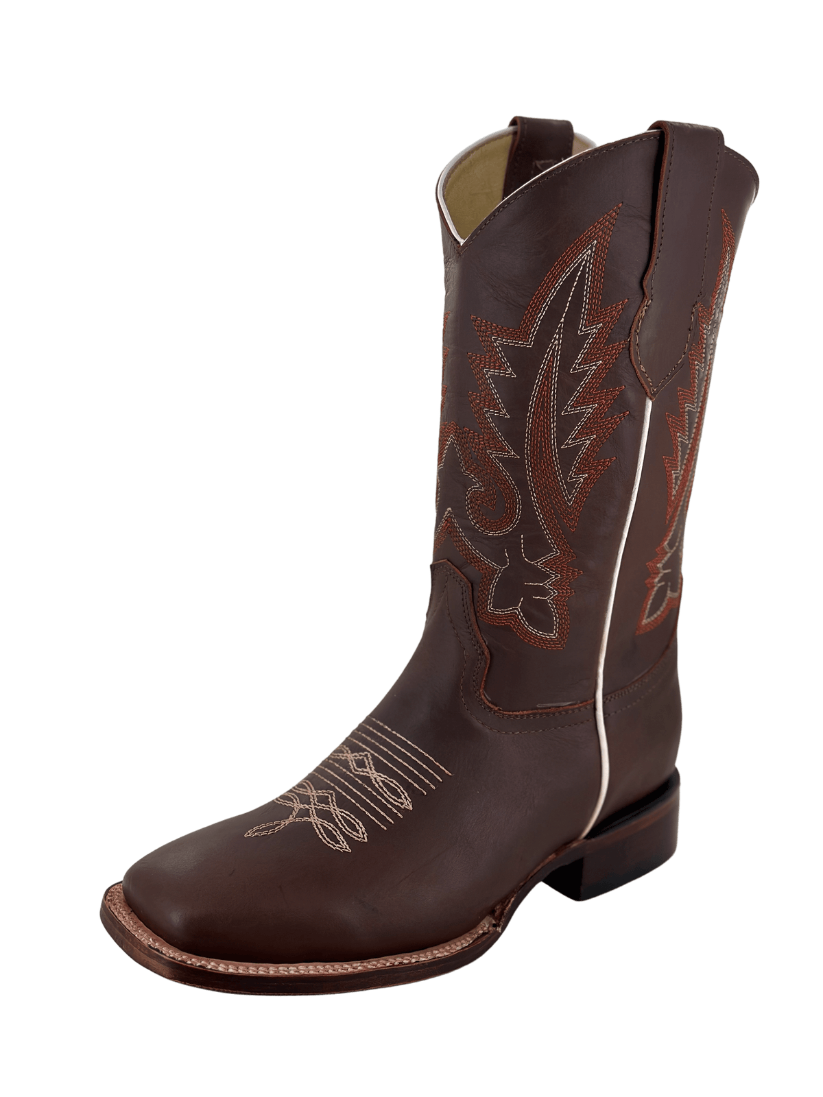 Women's Brown with Flames Leather Sole Square Toe Rodeo Boot — Rodeo ...