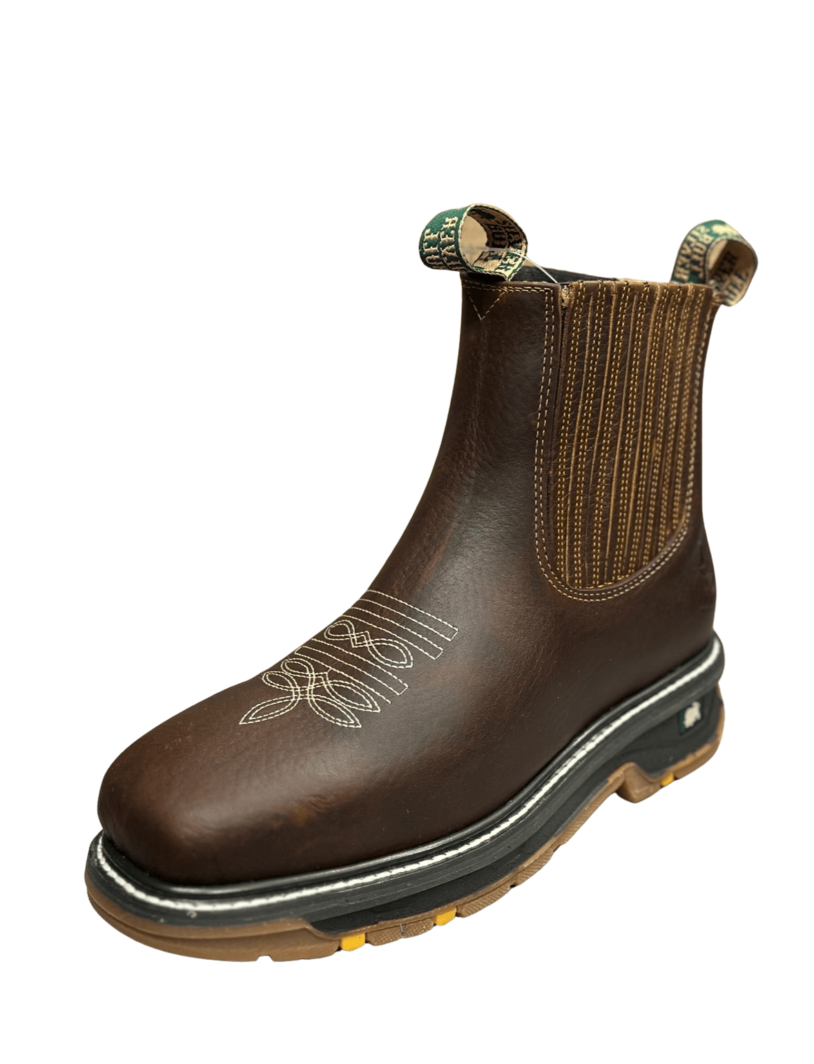 Dark Brown Square Toe Double Density Heel Sole Work Botin Rodeo — Rodeo ...