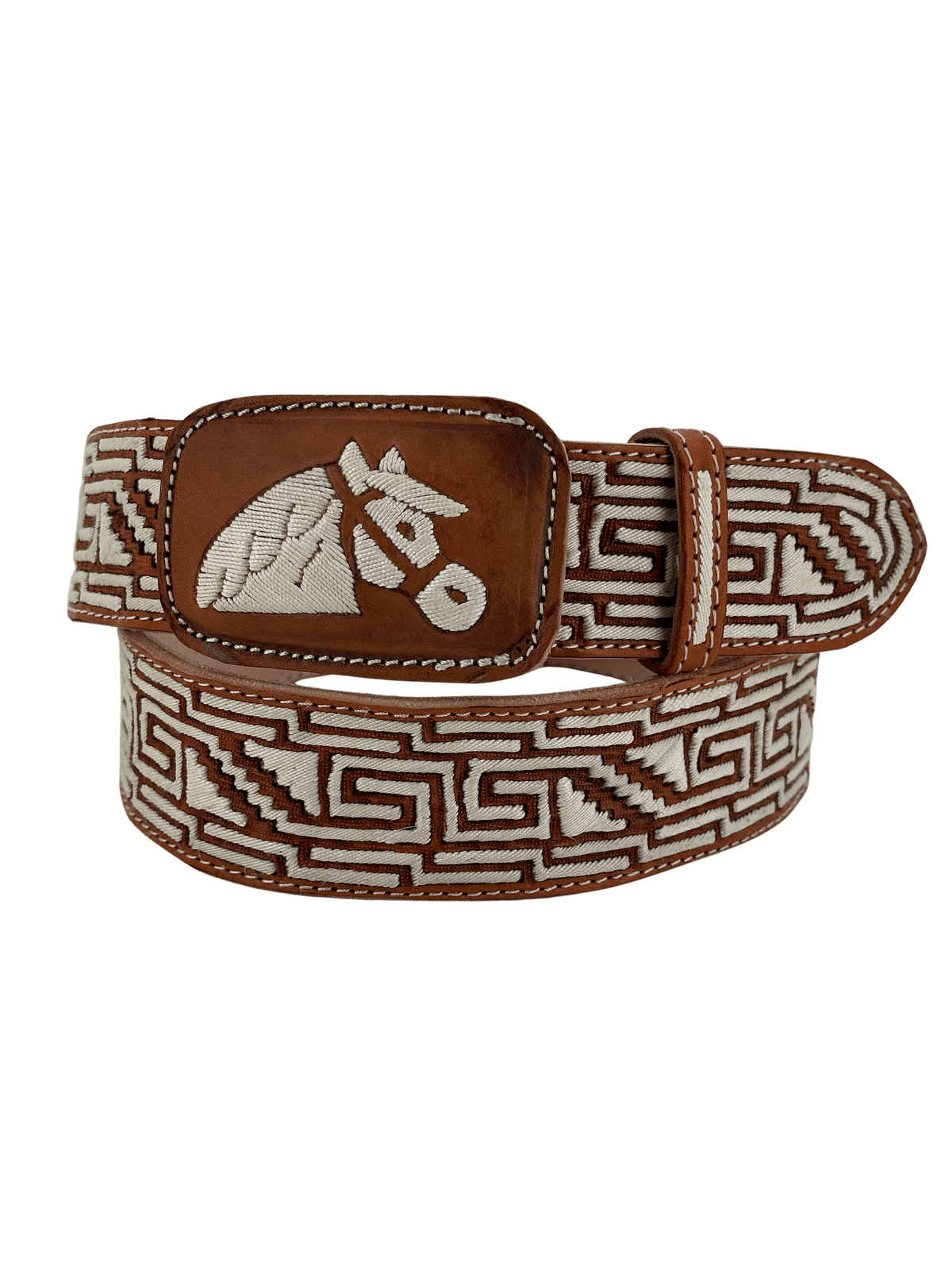 Chedron Horse Buckle with Full Grecca Completa Cinto de 2" Piteado Ori ...
