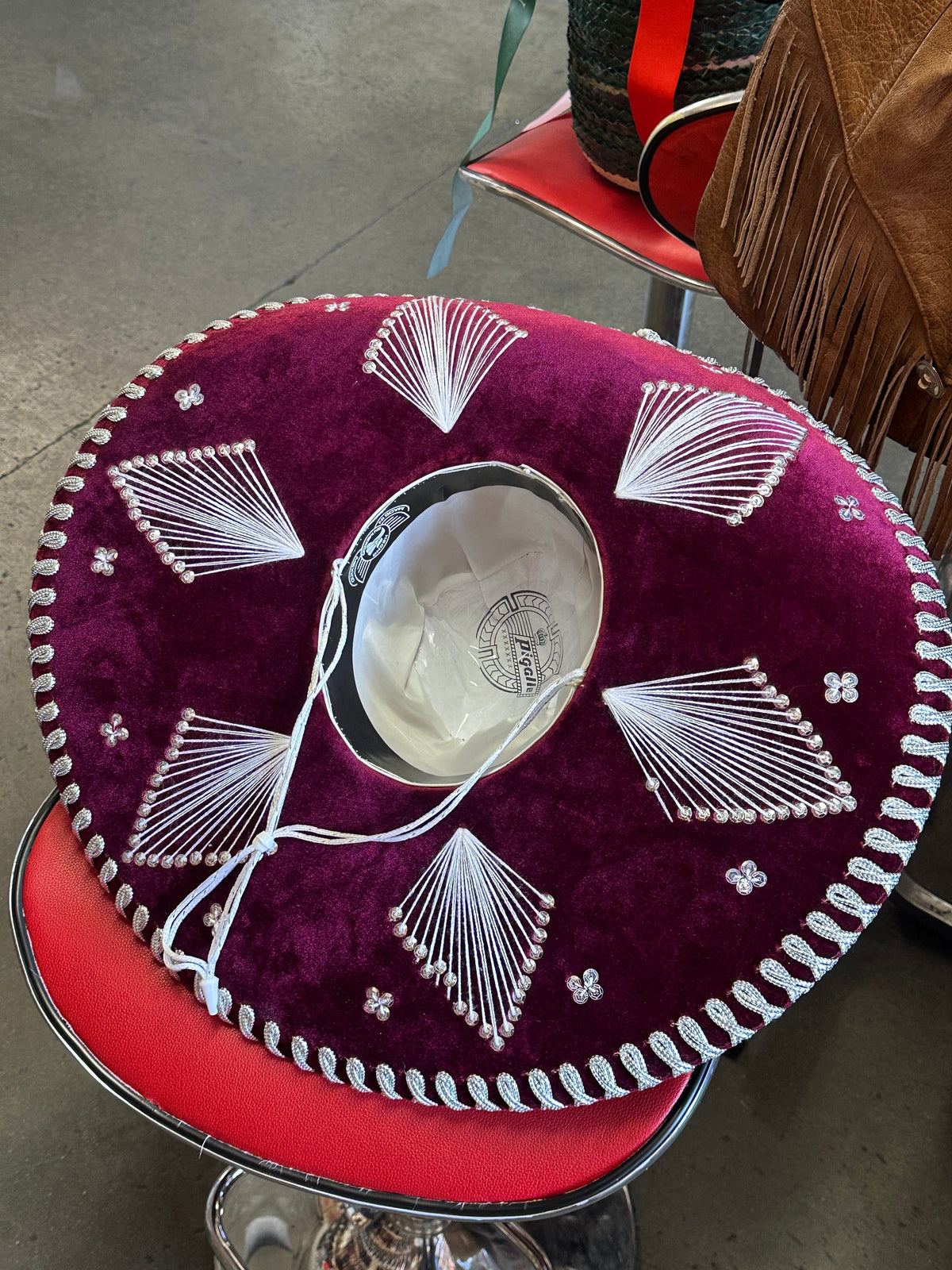 Sombrero Charro Mariachi Burgundy and Silver — Rodeo Durango Brand Corp.
