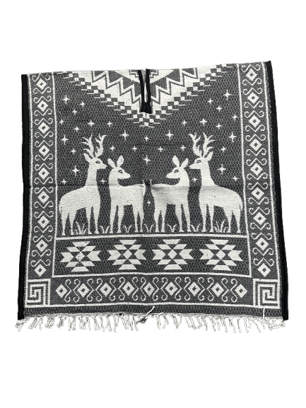 Grey and White Deer Poncho / Gaban — Rodeo Durango Brand Corp.