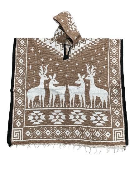 Light Brown and White Deer Poncho/Gaban with Hoodie / Gorro — Rodeo ...