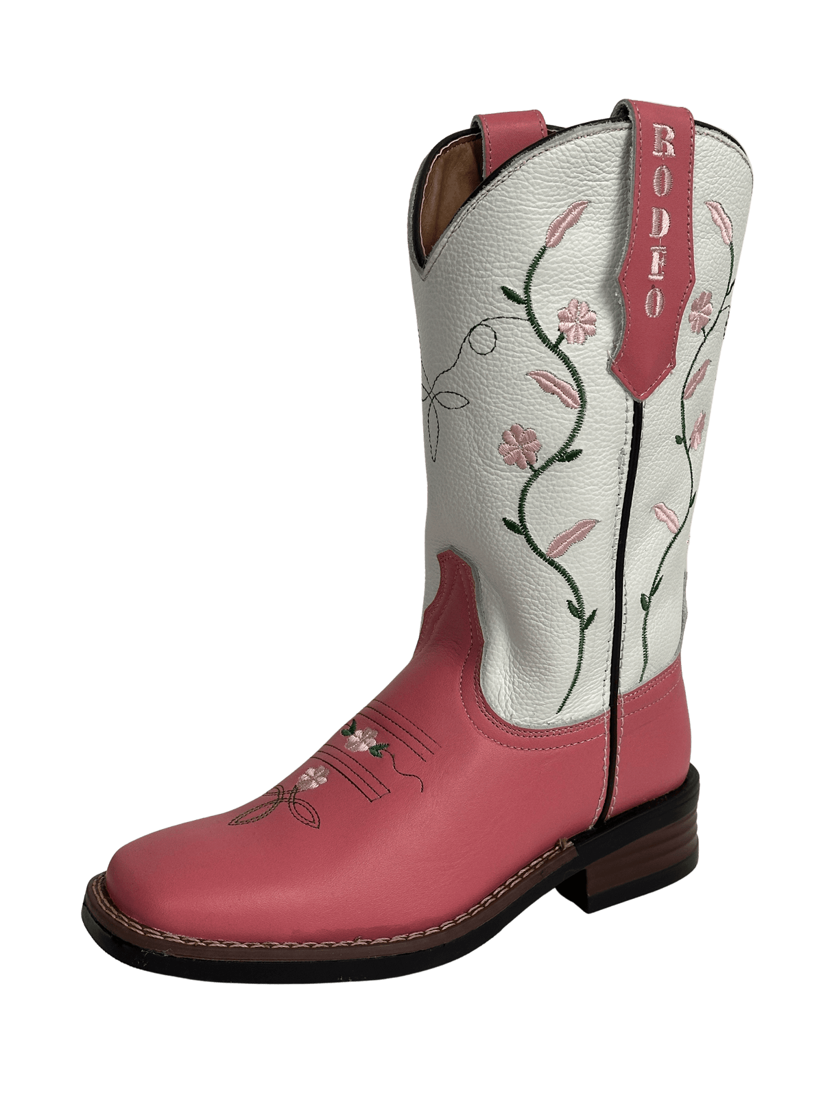 Women's Pink with Green Stems and Pink Daisy Flowers Rubber Sole Leath ...