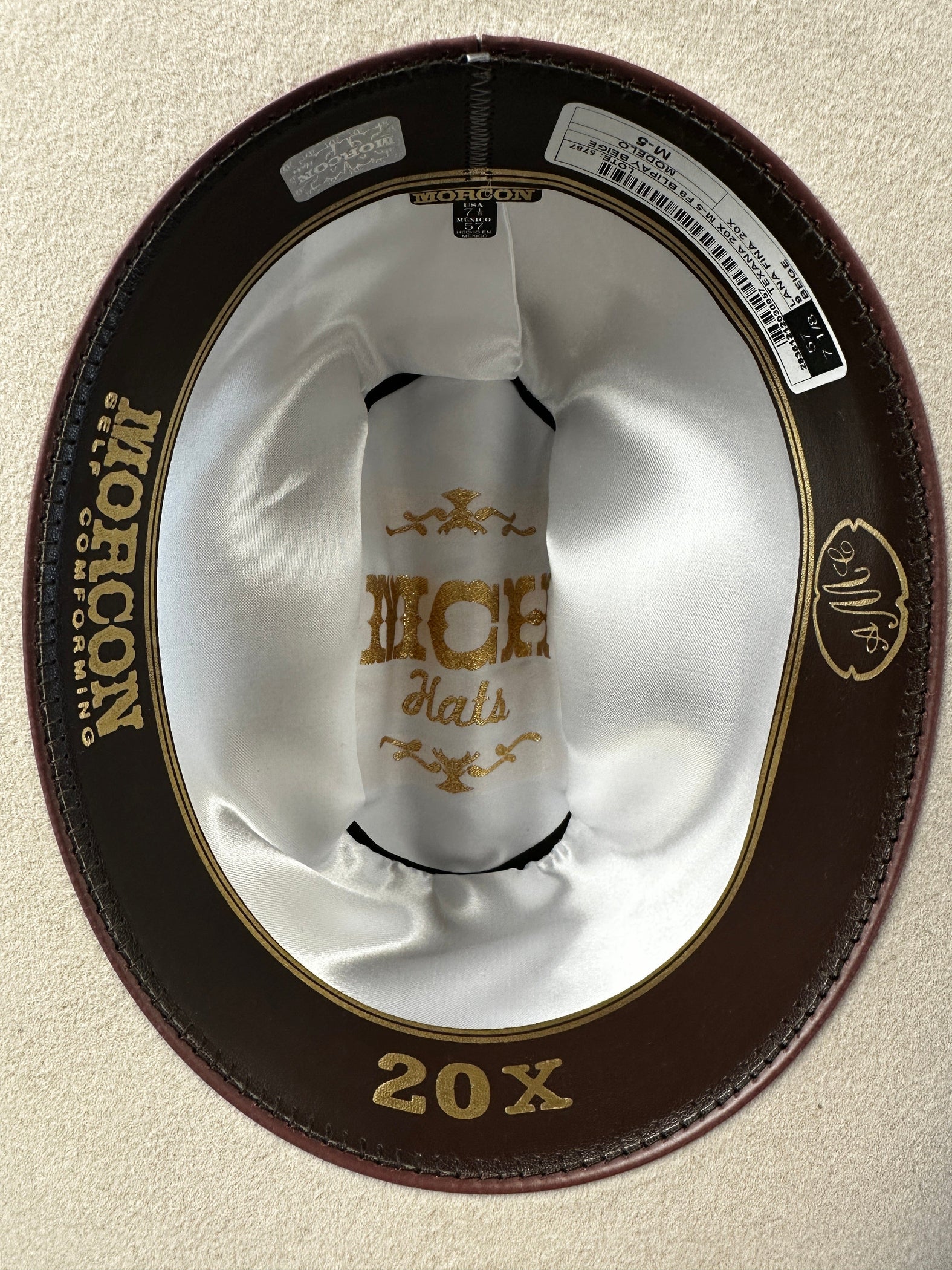 20X Morcon Beige Sinaloa Wool Felt Cowboy Hat — Rodeo Durango Brand Corp.