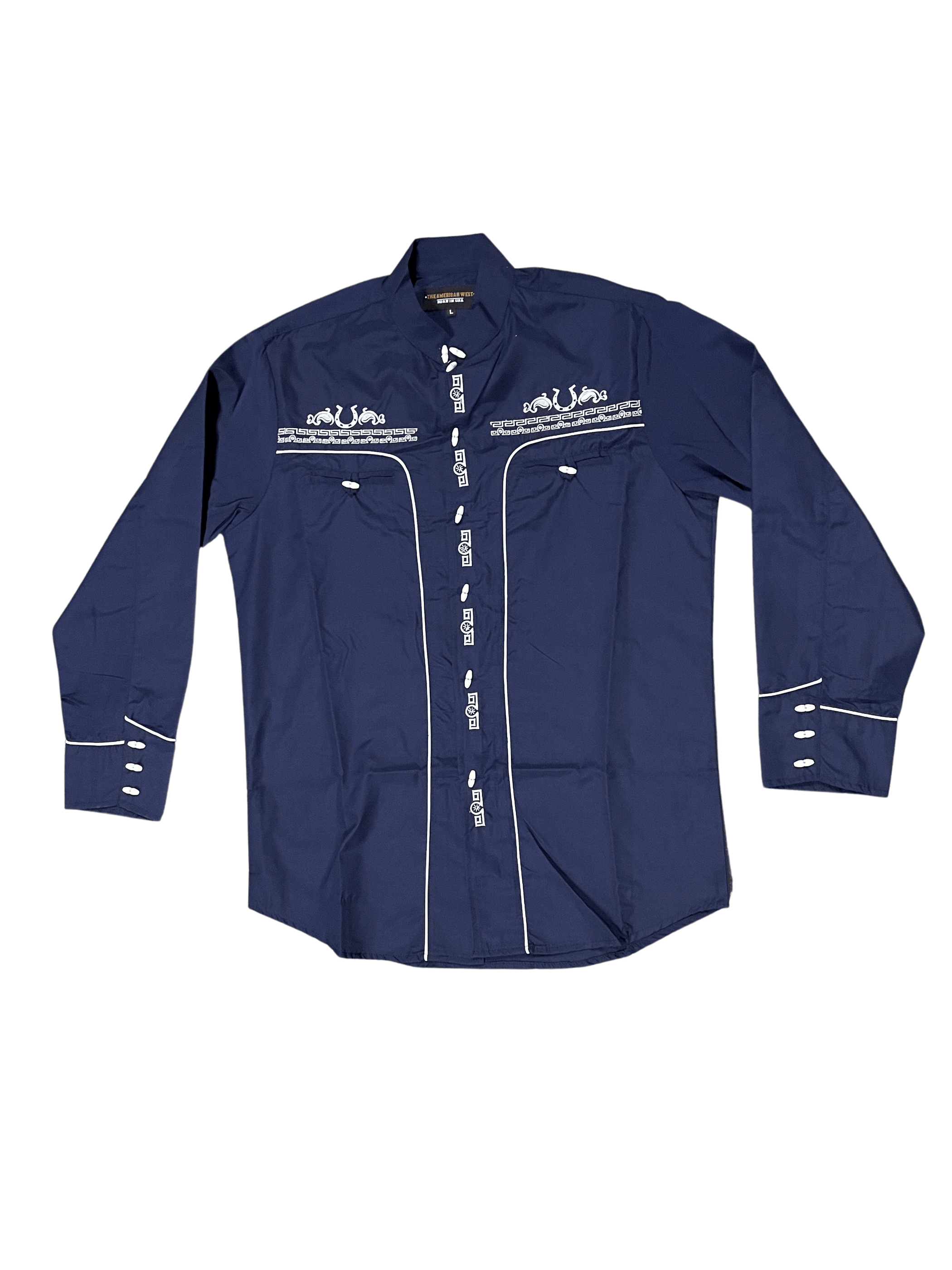 Navy Blue Traditional Charro Shirt — Rodeo Durango Brand Corp.