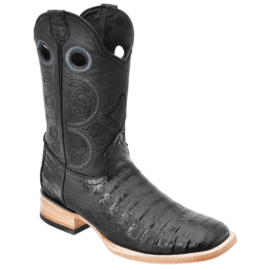 Black Square Toe Caiman/Crocodile Belly Leather Boot — Rodeo Durango ...