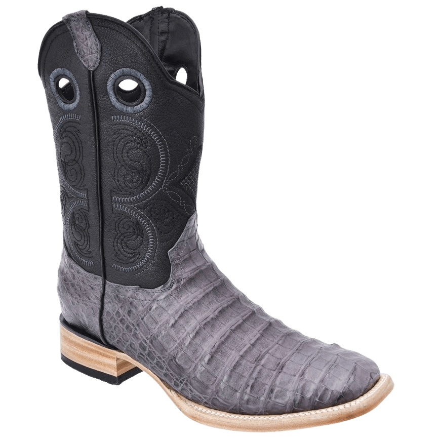 Bota de piel de caimán/cocodrilo con punta cuadrada gris — Rodeo ...