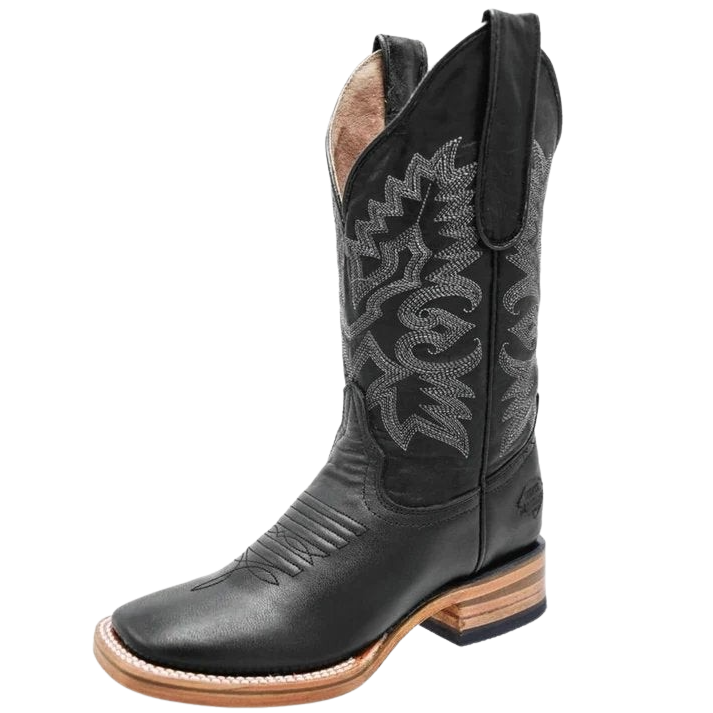 Women's Plain Black Leather Square Toe Rodeo Boot — Rodeo Durango Brand ...