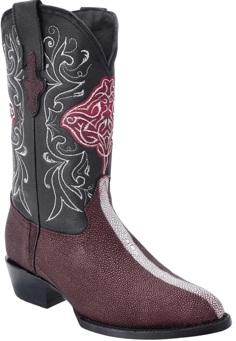 Burgundy Round Toe Mantarraya / Stingray Rayada Leather Boot — Rodeo ...