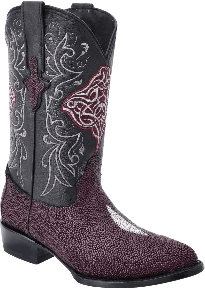 Burgundy Round Toe Mantarraya / Stingray Sencilla Leather Boot — Rodeo ...