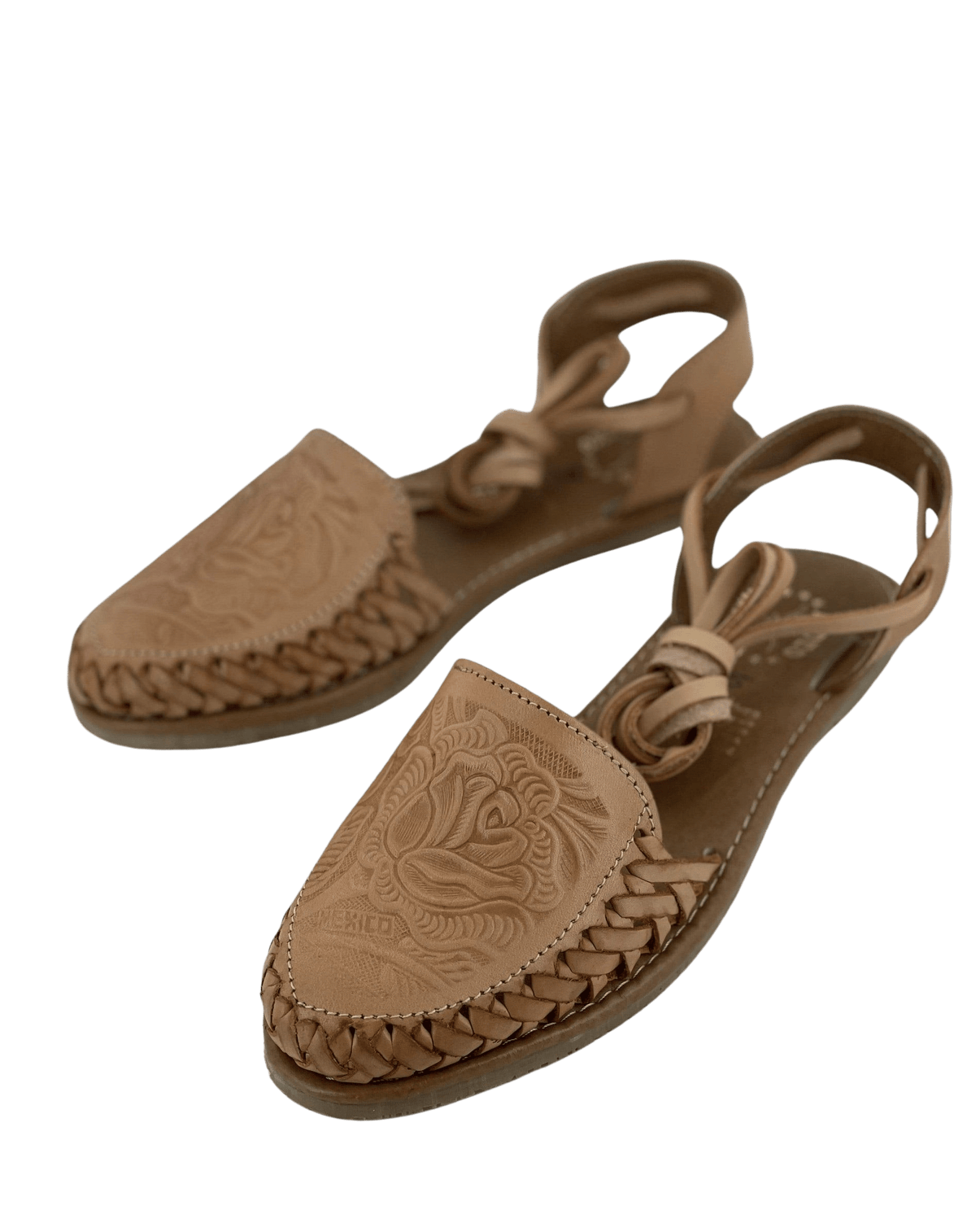 Tan #1 Printed Rose “MEX” Wrap Around Heel Huarache — Rodeo Durango ...
