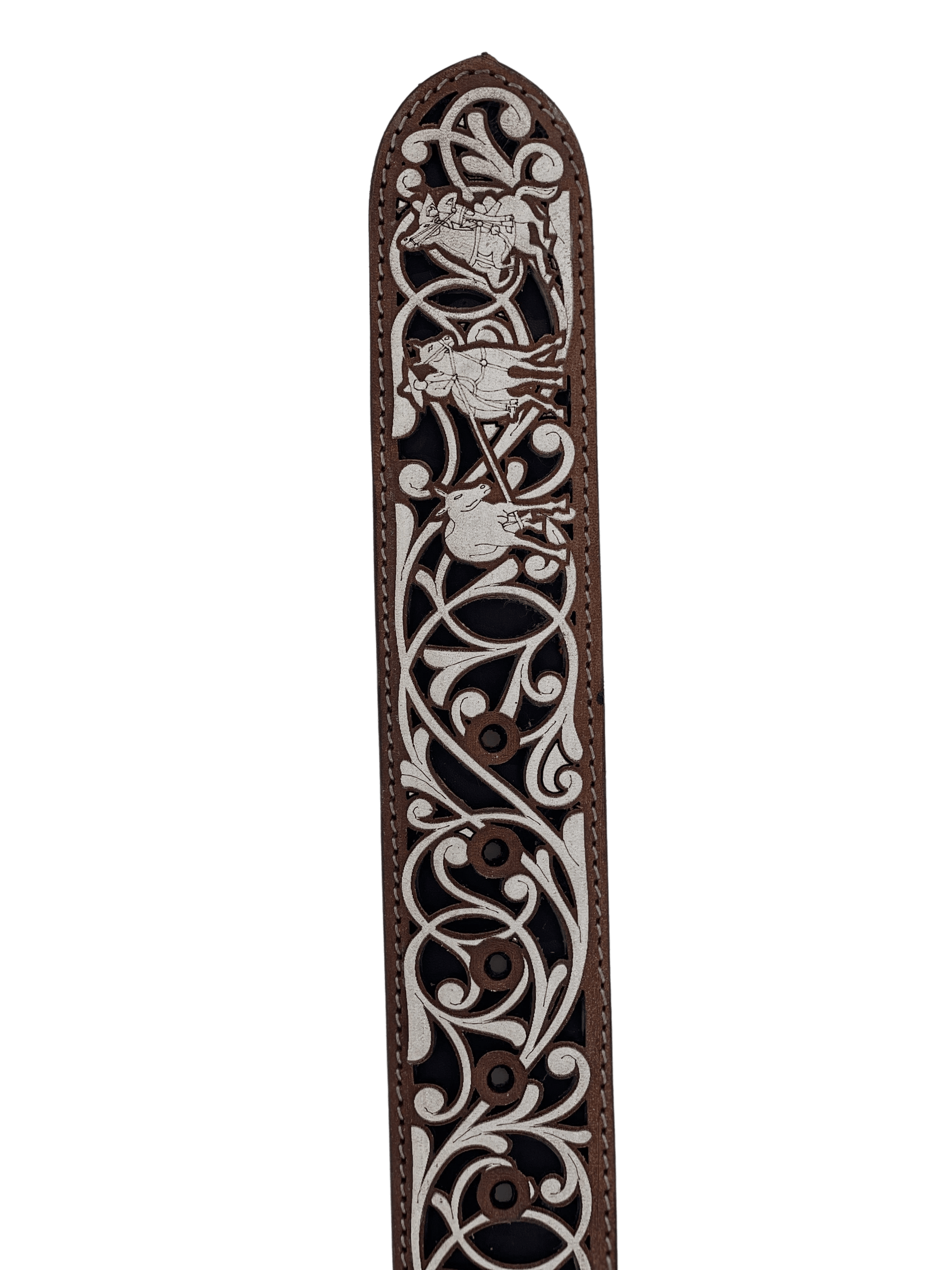 Suerte Charra Design Double Shaded Brown with White Chiseled Charro Le ...