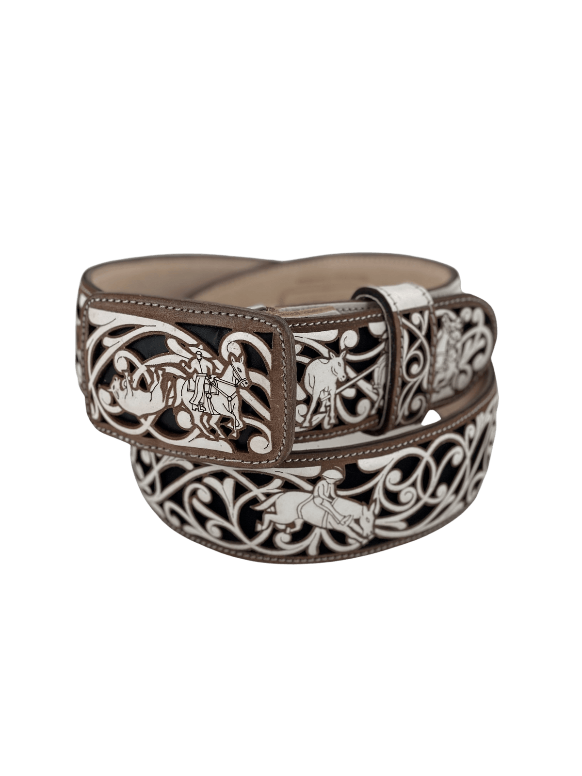 Suerte Charra Design Marrón y Negro con Cinturón de Cuero Charro Cince ...