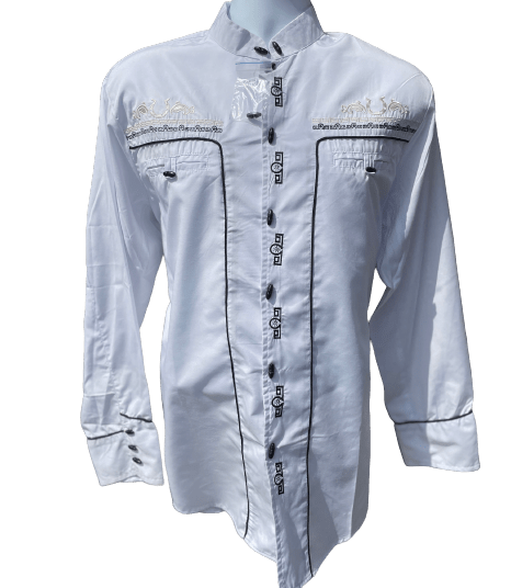 White Traditional Charro Shirt — Rodeo Durango Brand Corp.