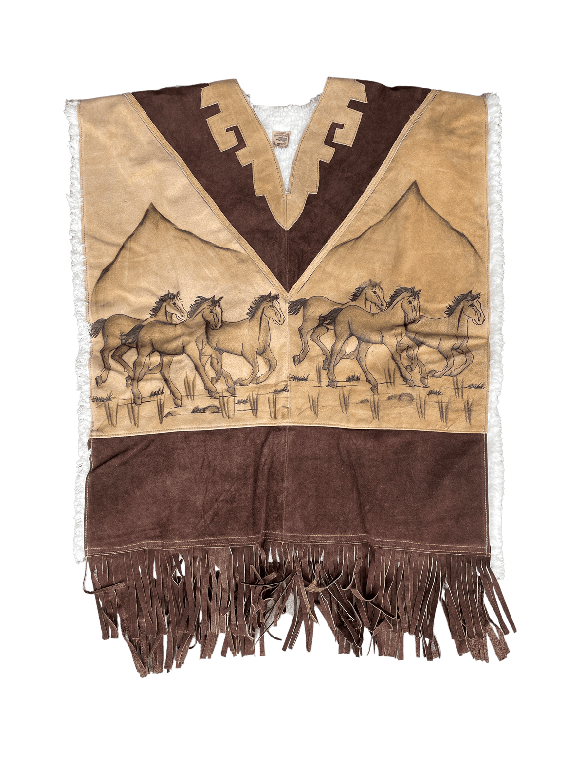 Horse Stampede Leather Poncho With Fur Inside — Rodeo Durango Brand Corp.